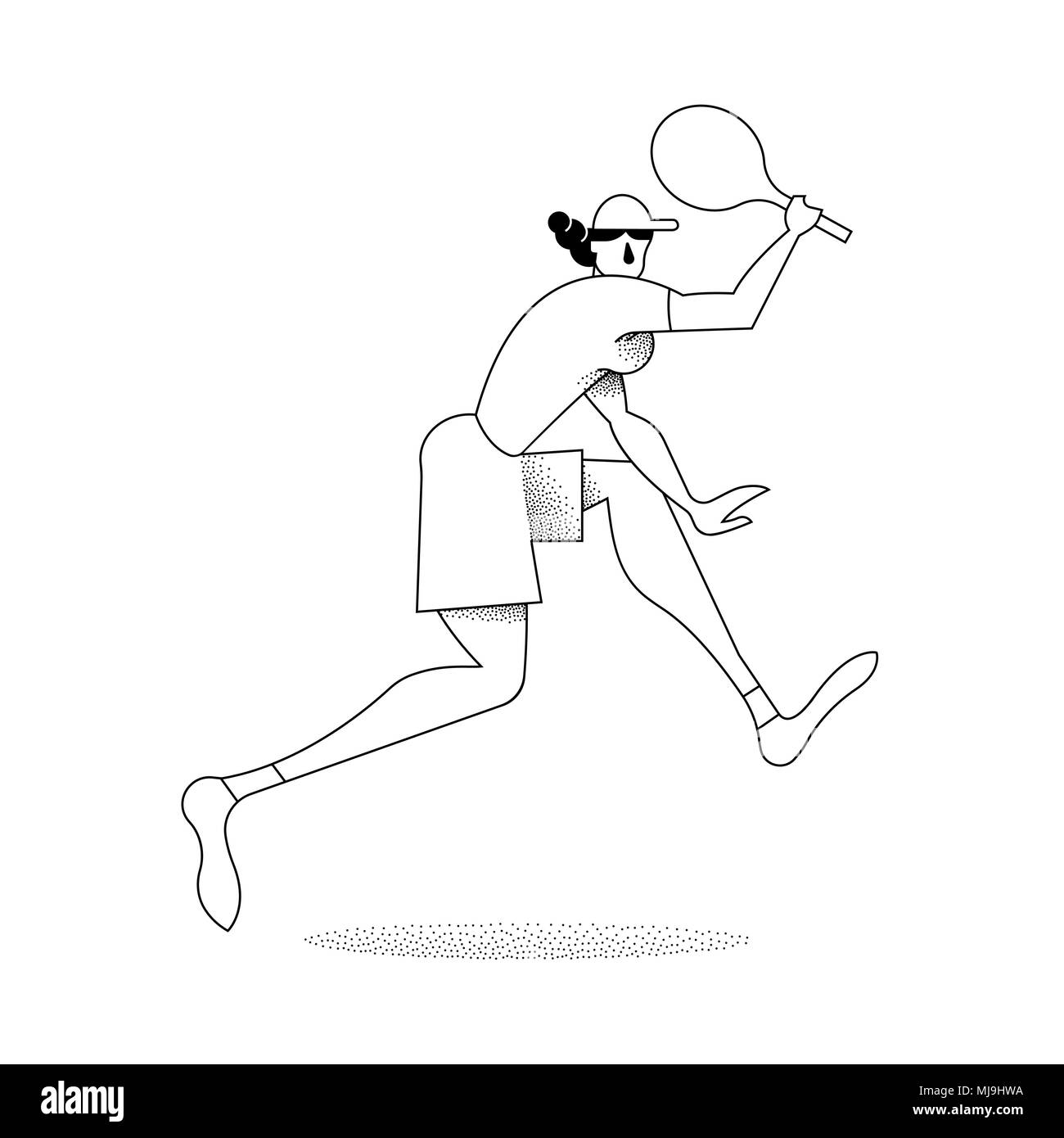 Woman Playing Tennis Clipart Bw