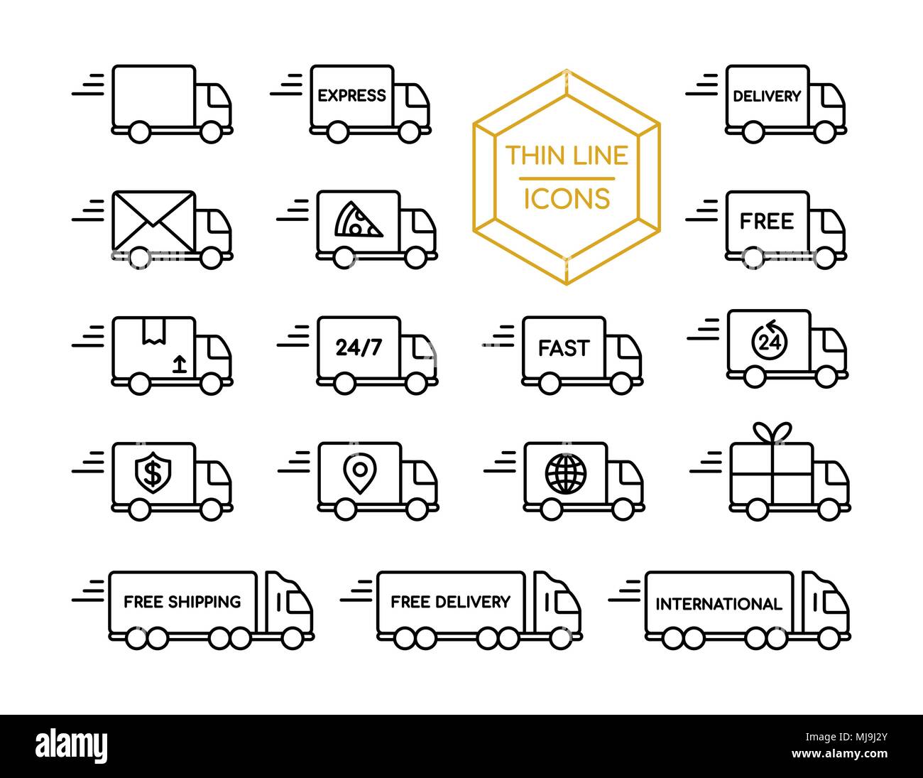 Food delivery outline set Cut Out Stock Images & Pictures - Alamy