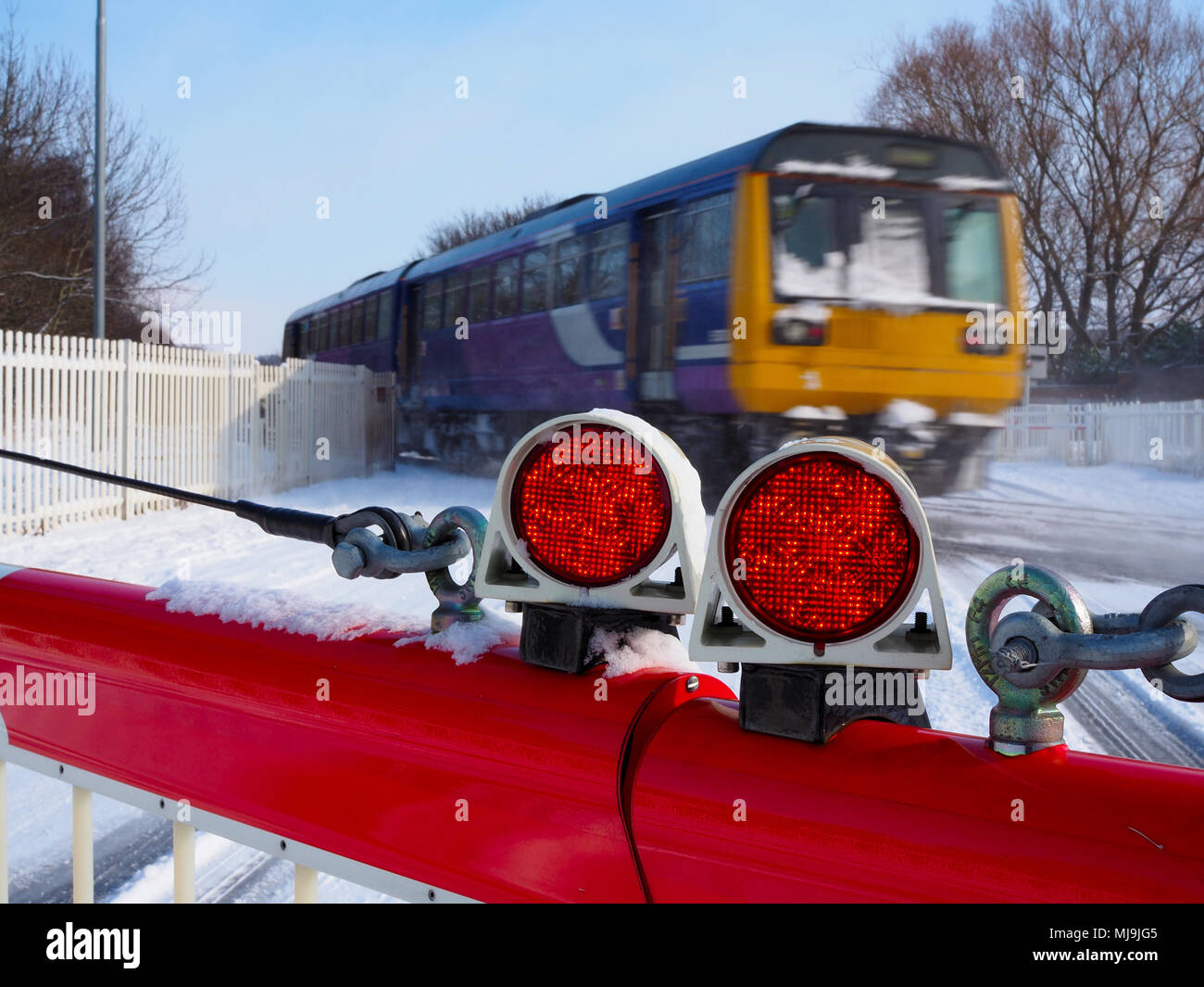 Crossing warning stop hi-res stock photography and images - Alamy