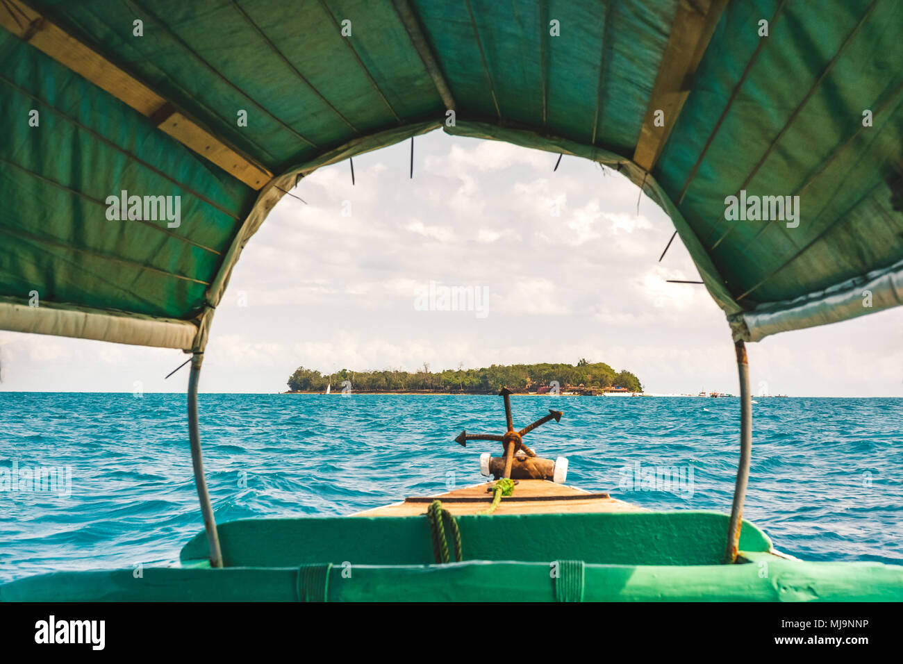 Nice view inside the boat of Prison island,Zanzibar Tanzania,sunny day ...