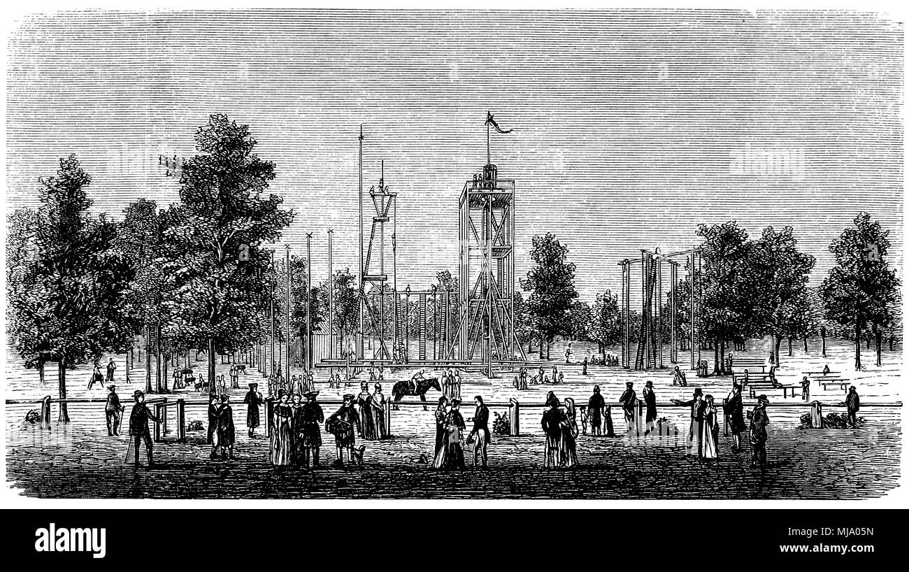 First German 'Turnplatz' in the Hasenheide in Berlin in 1818 Stock ...