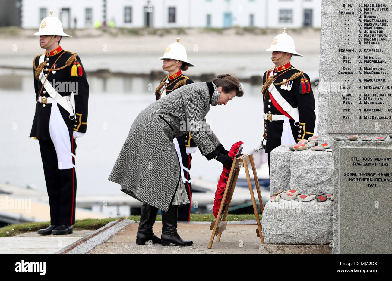 The Princess Royal lays a wreath during a commemoration service at the ...
