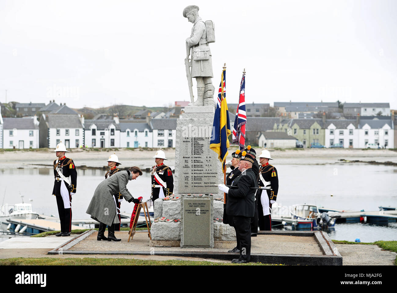The Princess Royal lays a wreath during a commemoration service at the ...