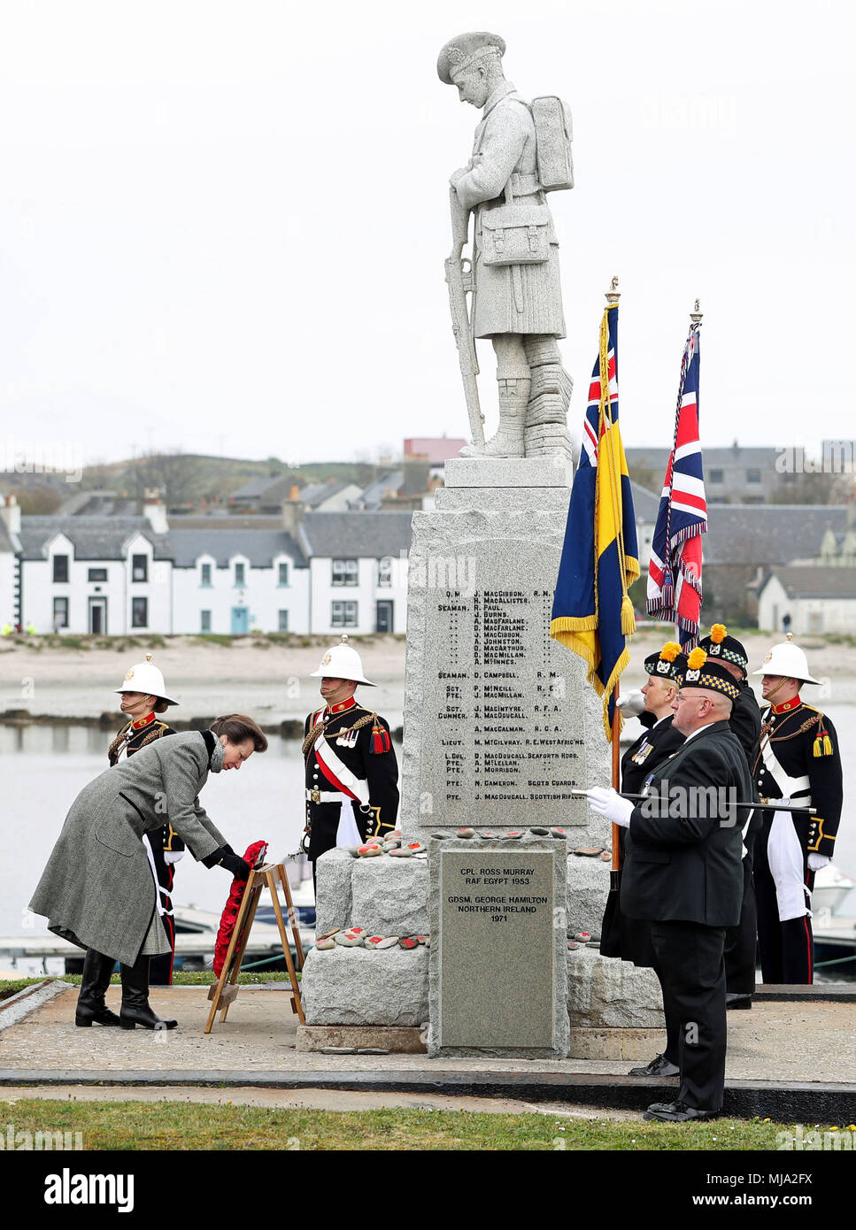 The Princess Royal lays a wreath during a commemoration service at the ...