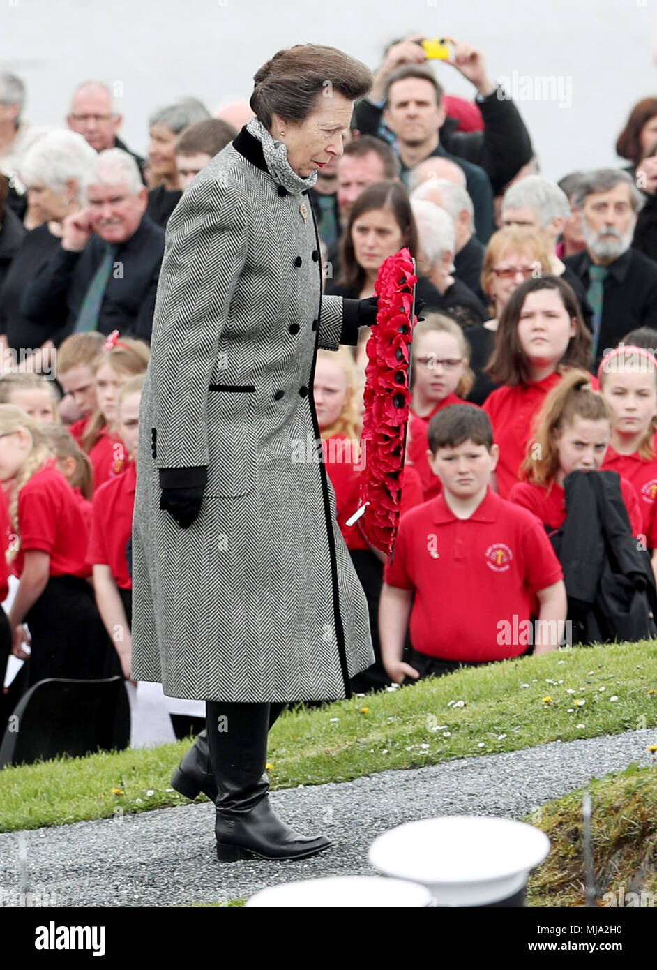 The Princess Royal lays a wreath during a commemoration service at the ...