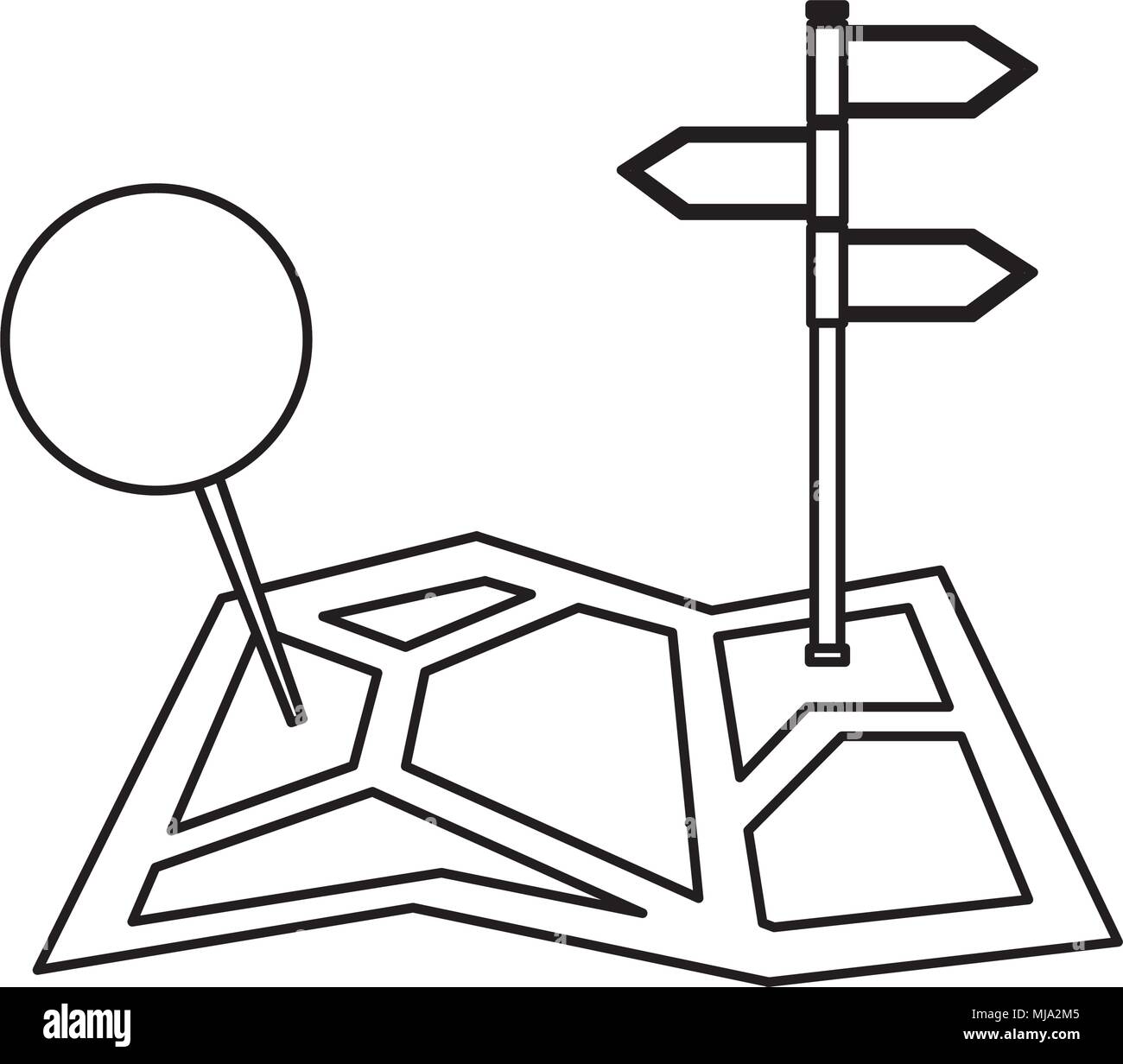 paper map guide with arrows sign and pin vector illustration design ...