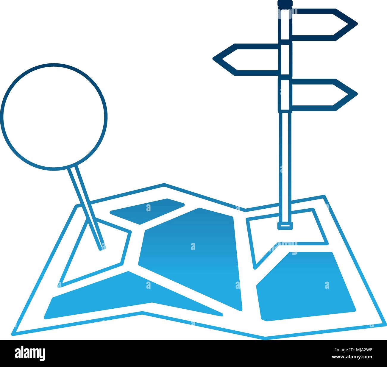 paper map guide with arrows sign and pin vector illustration design ...