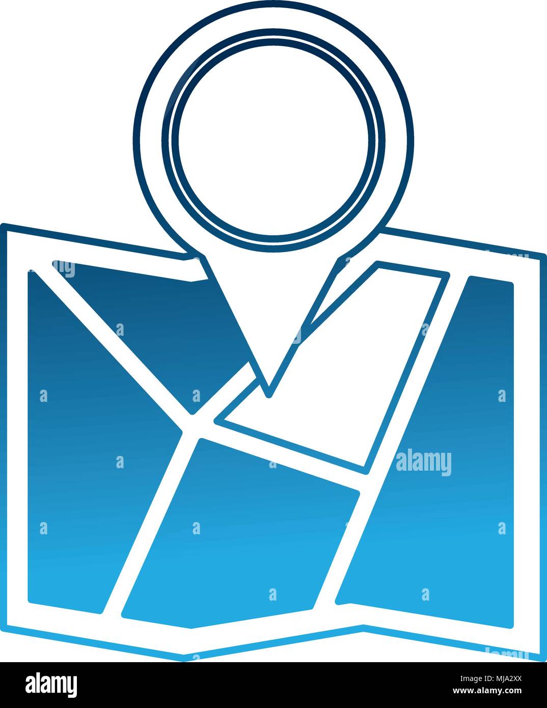 paper map guide with pin location vector illustration design Stock ...