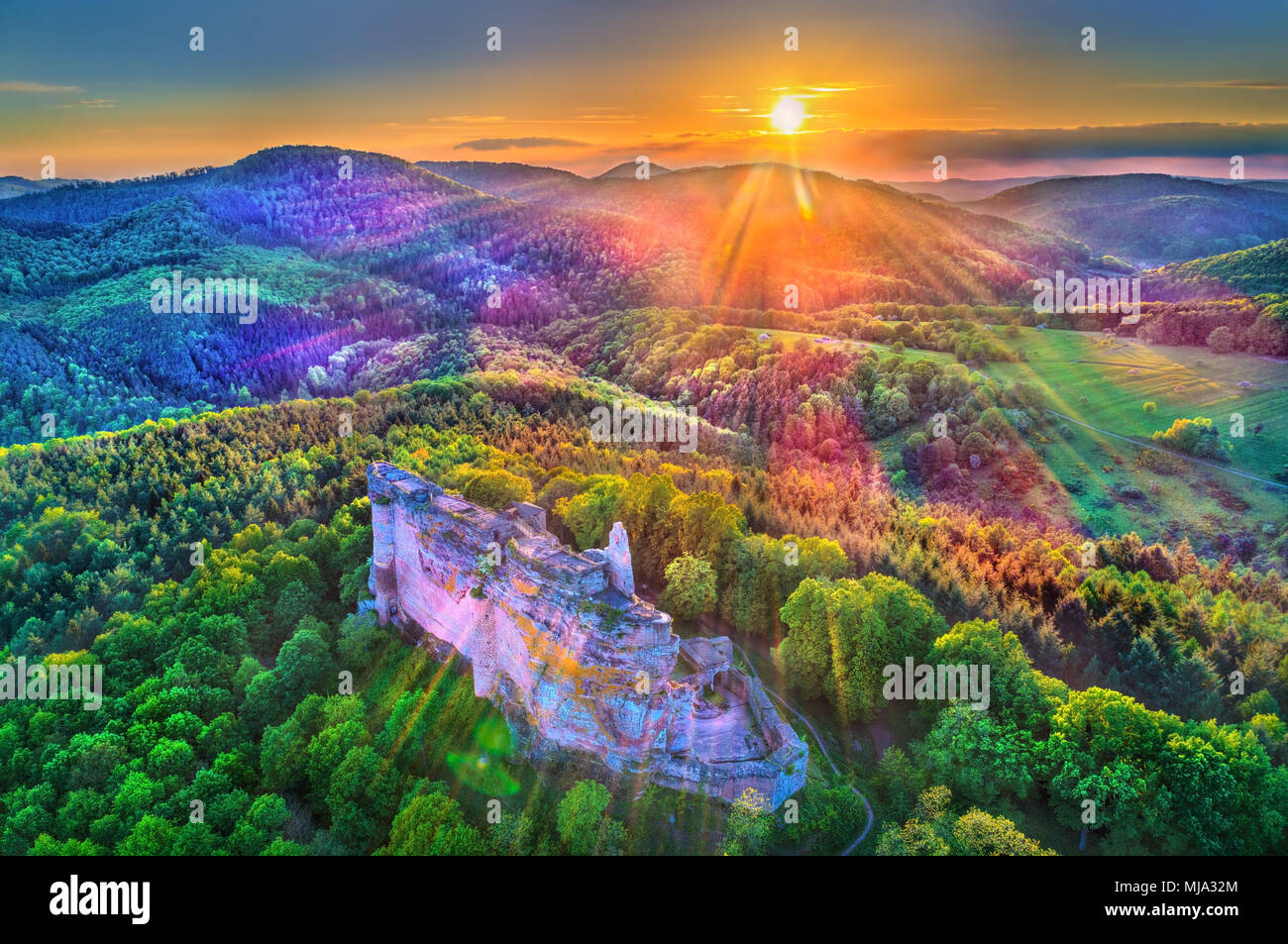 Fleckenstein Castle in the Northern Vosges Mountains - Bas-Rhin, France ...