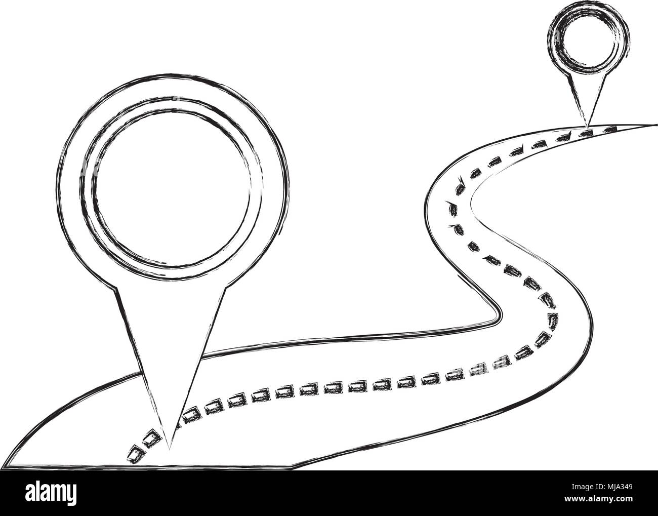 way road with location pins vector illustration design Stock Vector ...