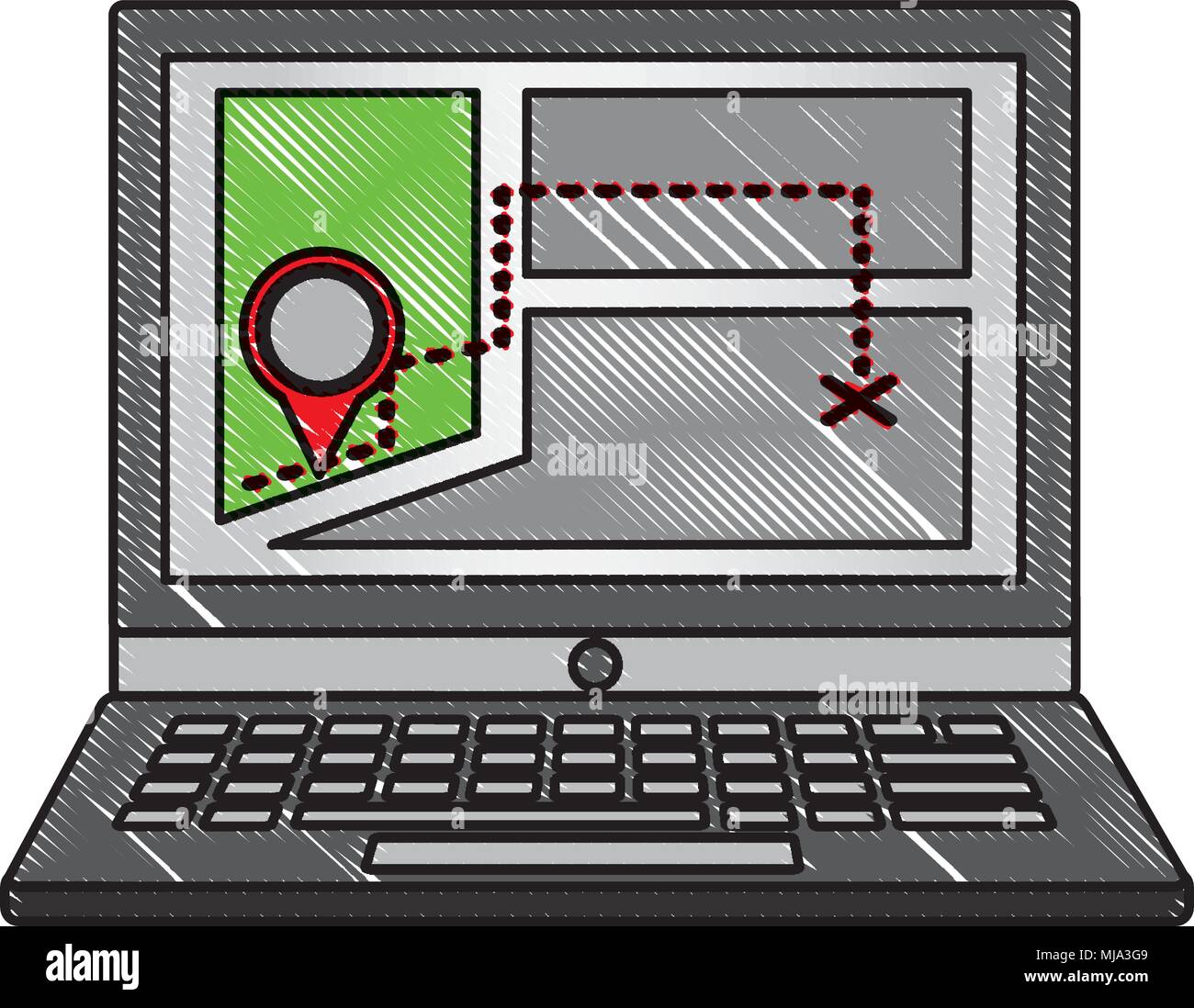 laptop with position gps navigation route vector illustration Stock ...