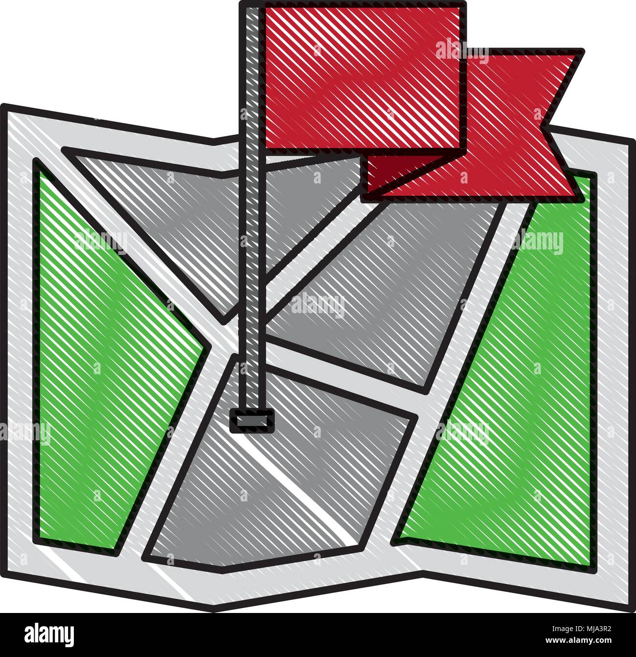 gps navigation folded map pin flag vector illustration Stock Vector Image & Art - Alamy