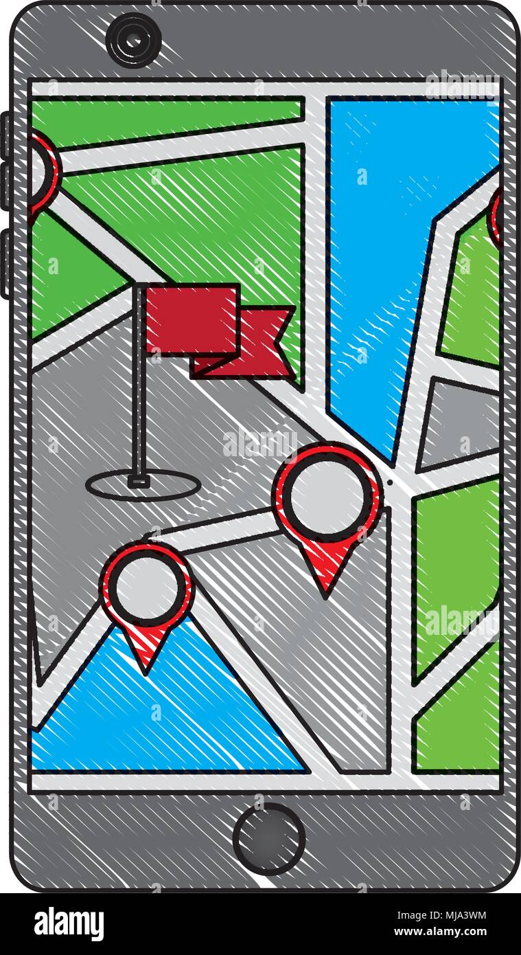 gps navigation mobile application technology modern vector illustration ...