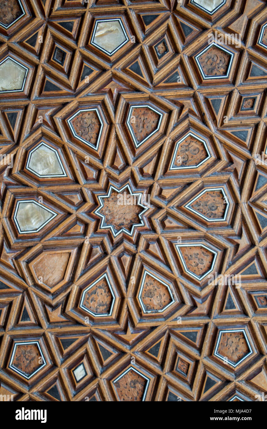 Ottoman Turkish art with geometric patterns on wood Stock Photo - Alamy