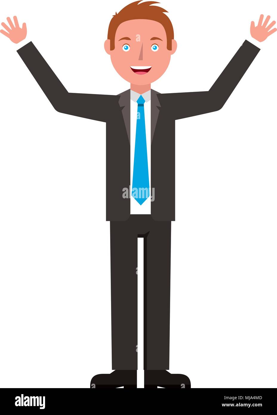 elegant businessman with hands up avatar character vector illustration ...