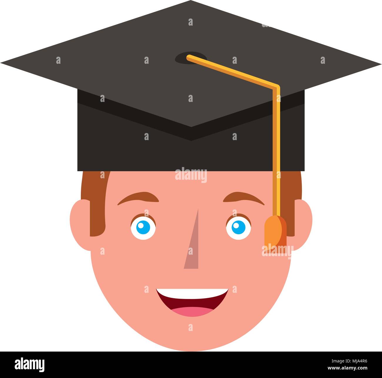 young man head with graduation hat vector illustration design Stock ...