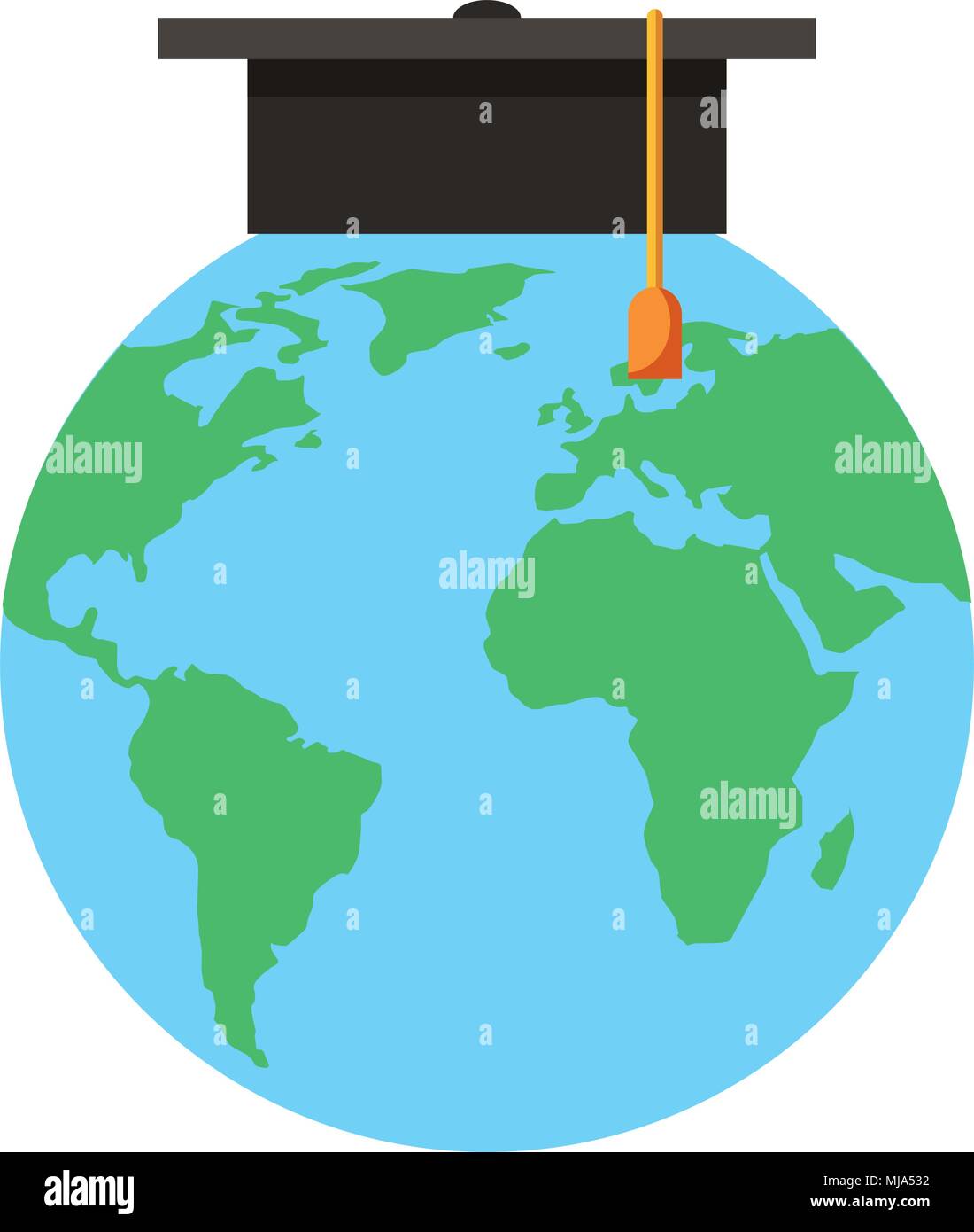 world planet earth with graduation hat vector illustration design Stock ...