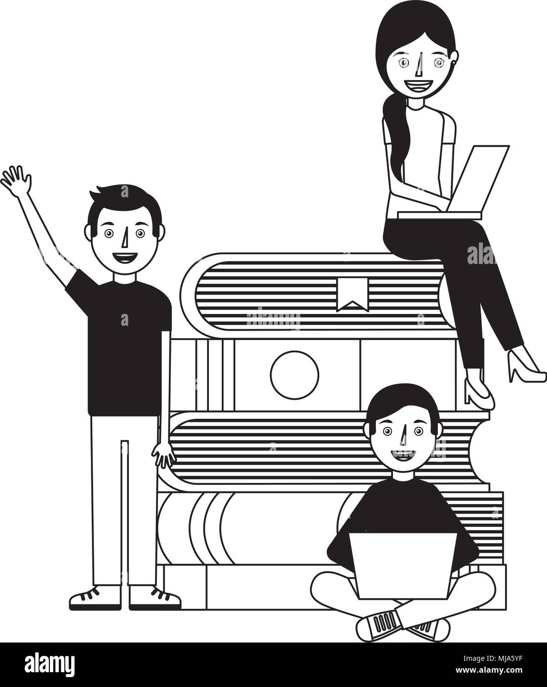 High school students reading library Stock Vector Images - Alamy