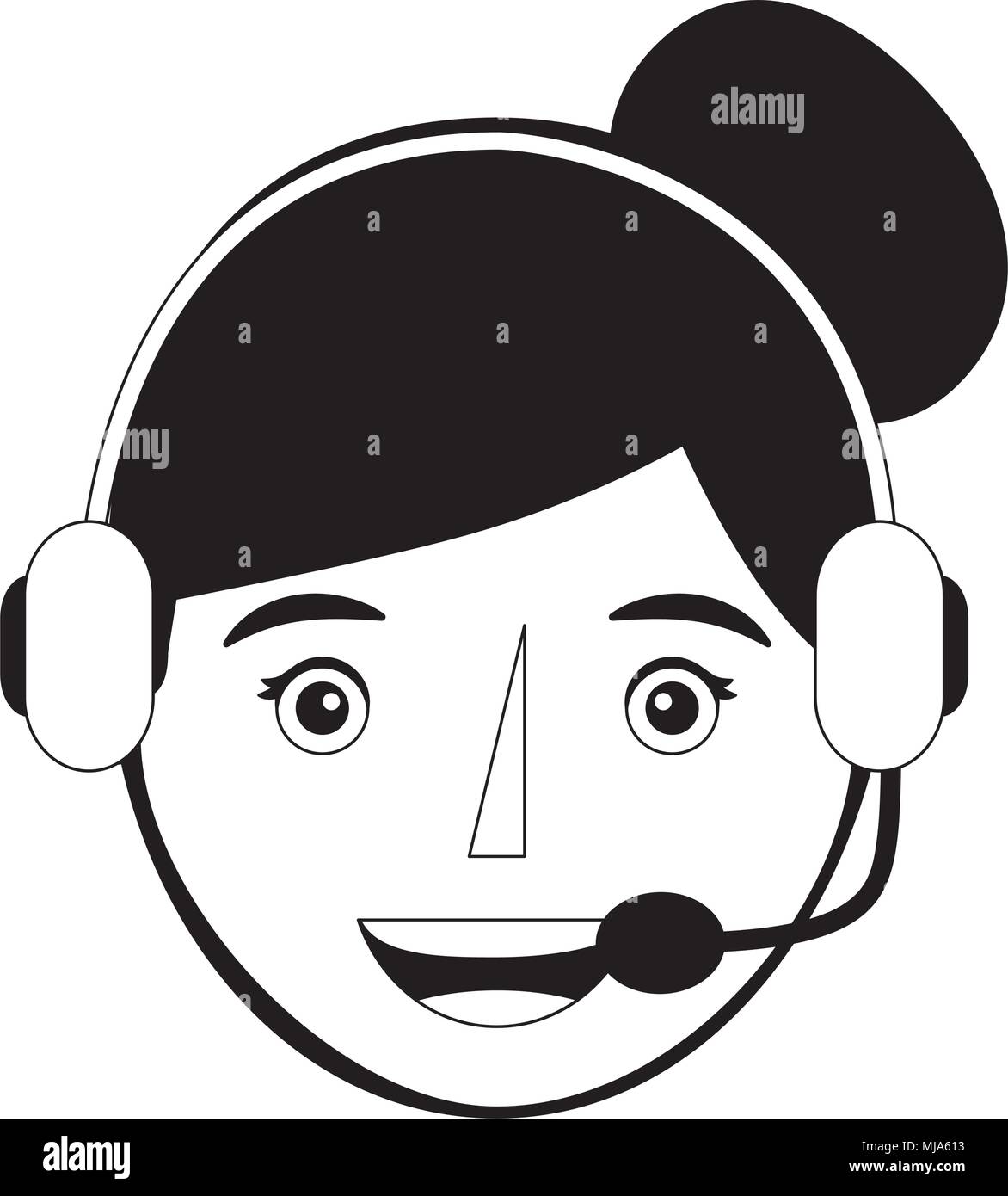 portrait woman female character using headset operator vector ...