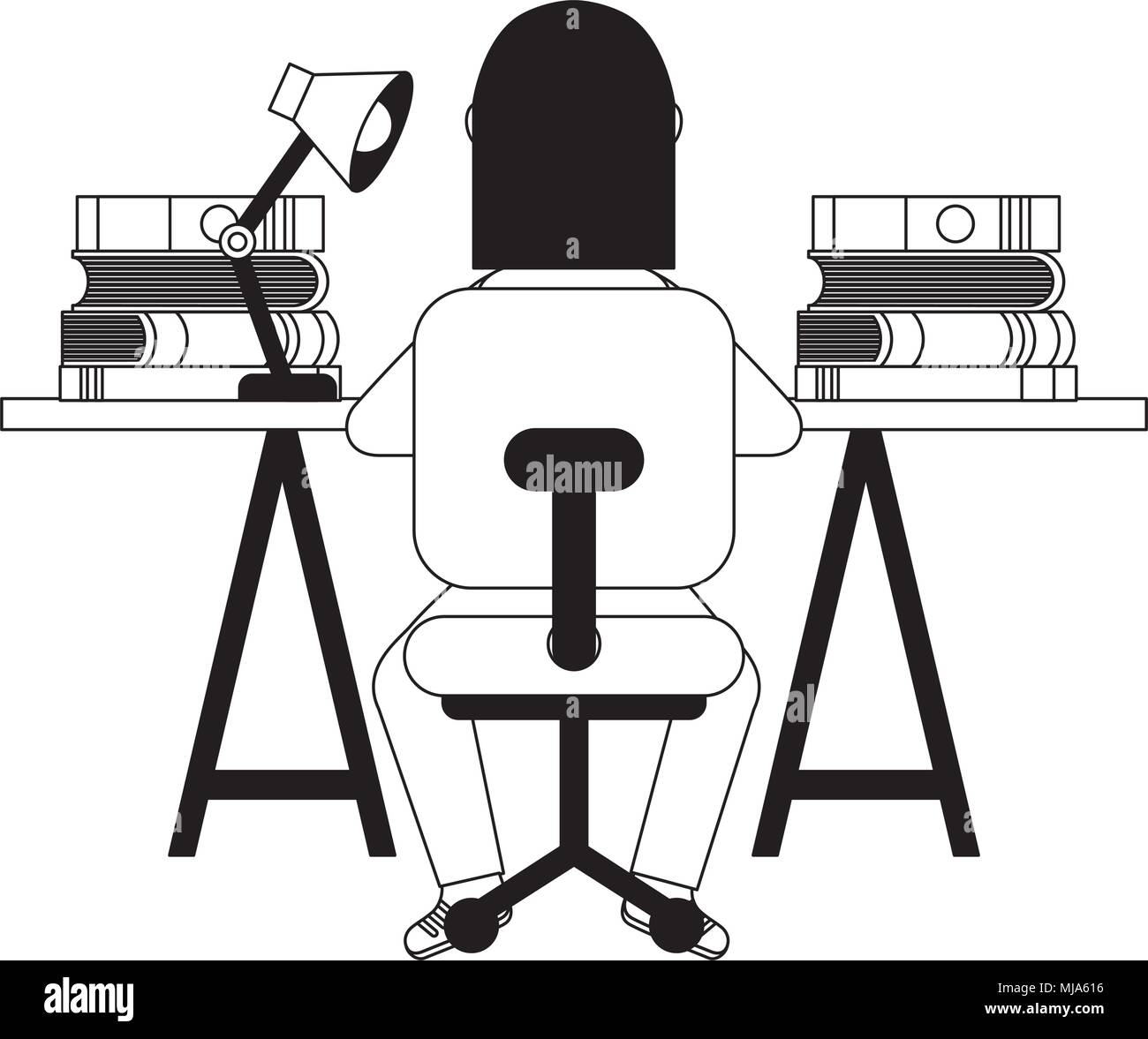 Woman sitting indoors rear view Stock Vector Images - Alamy