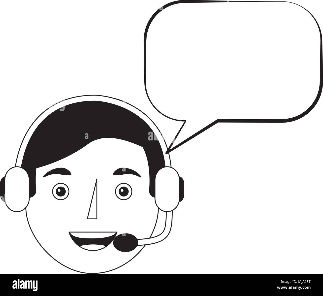 man operator portrait headset and speech bubble vector illustration ...