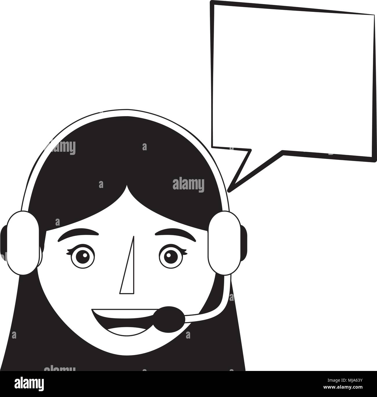 portrait woman operator using headset speech bubble vector illustration Stock Vector Image & Art ...