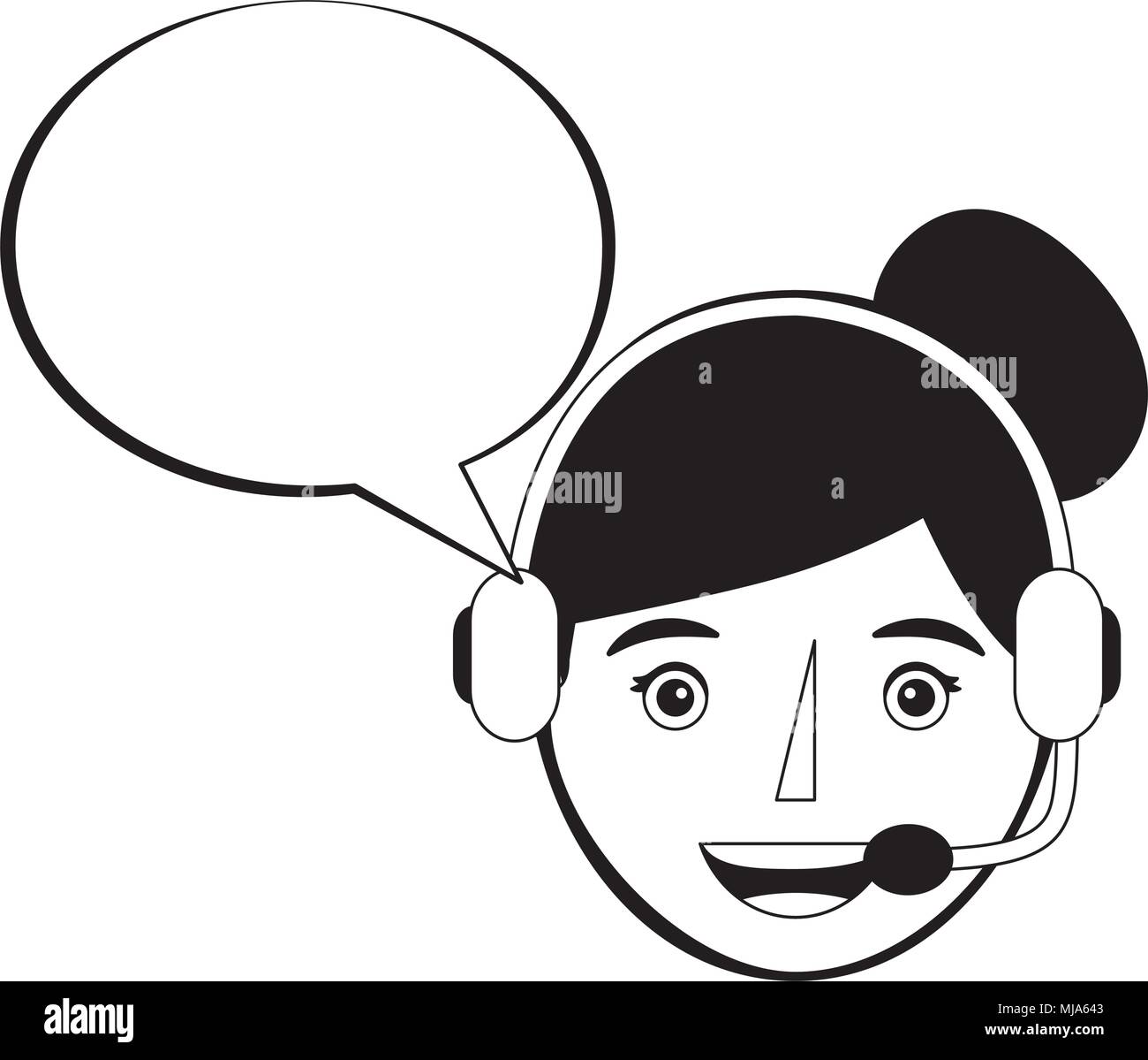portrait woman operator using headset speech bubble vector illustration Stock Vector Image & Art ...