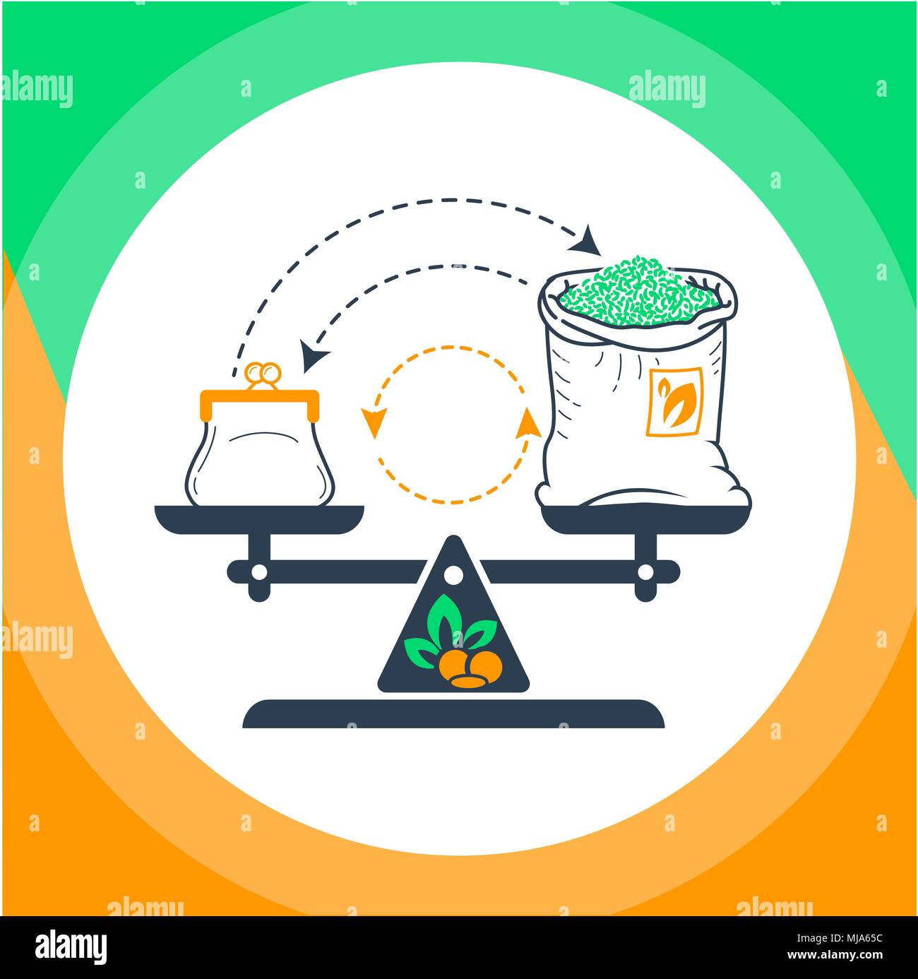concept of fair trade in the form of balanced weights with money and a ...