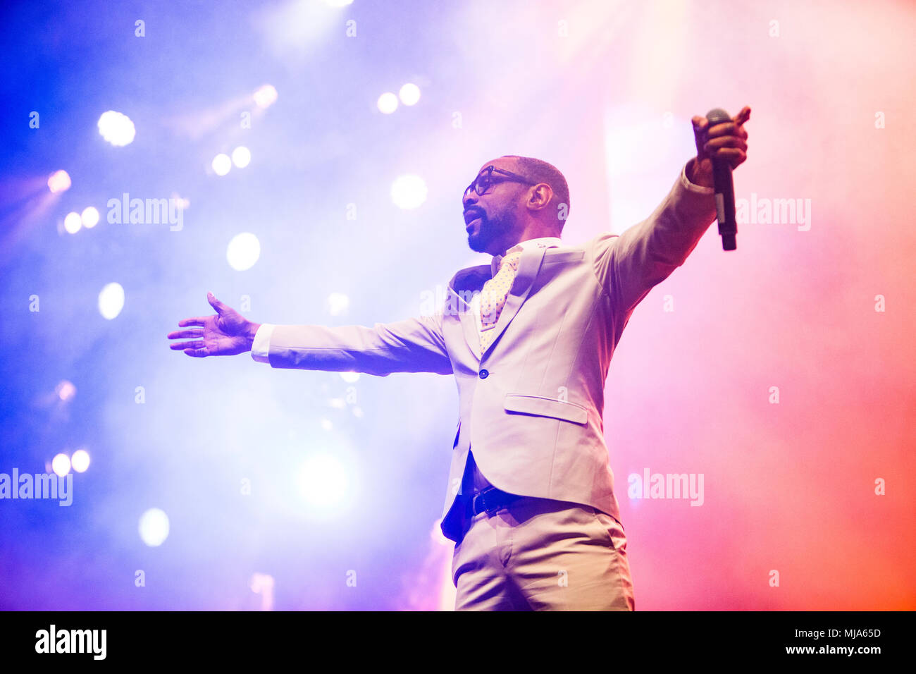 Norway, Bergen - April 30, 2018. The German Eurodance group Mr ...