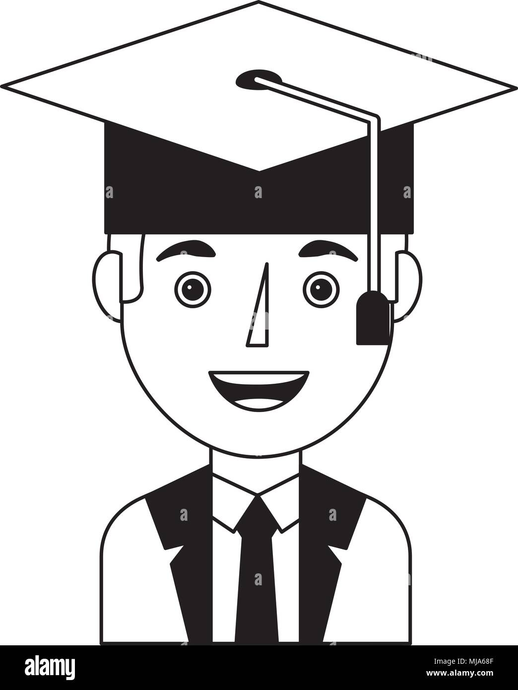 young graduate man portrait character vector illustration Stock Vector ...