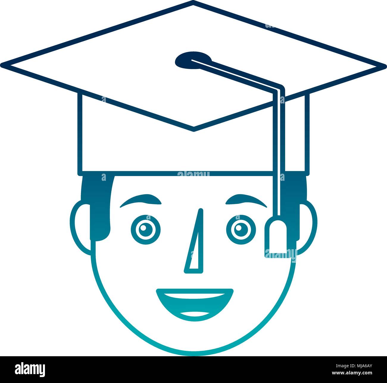 young man head with graduation hat vector illustration design Stock ...
