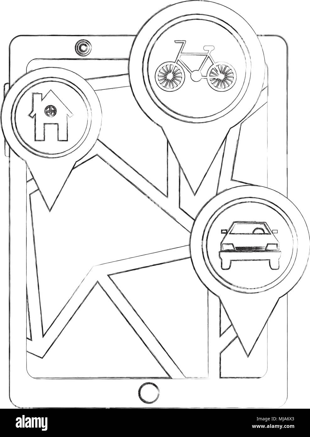 mobile gps navigation map and pointer location vector illustration ...