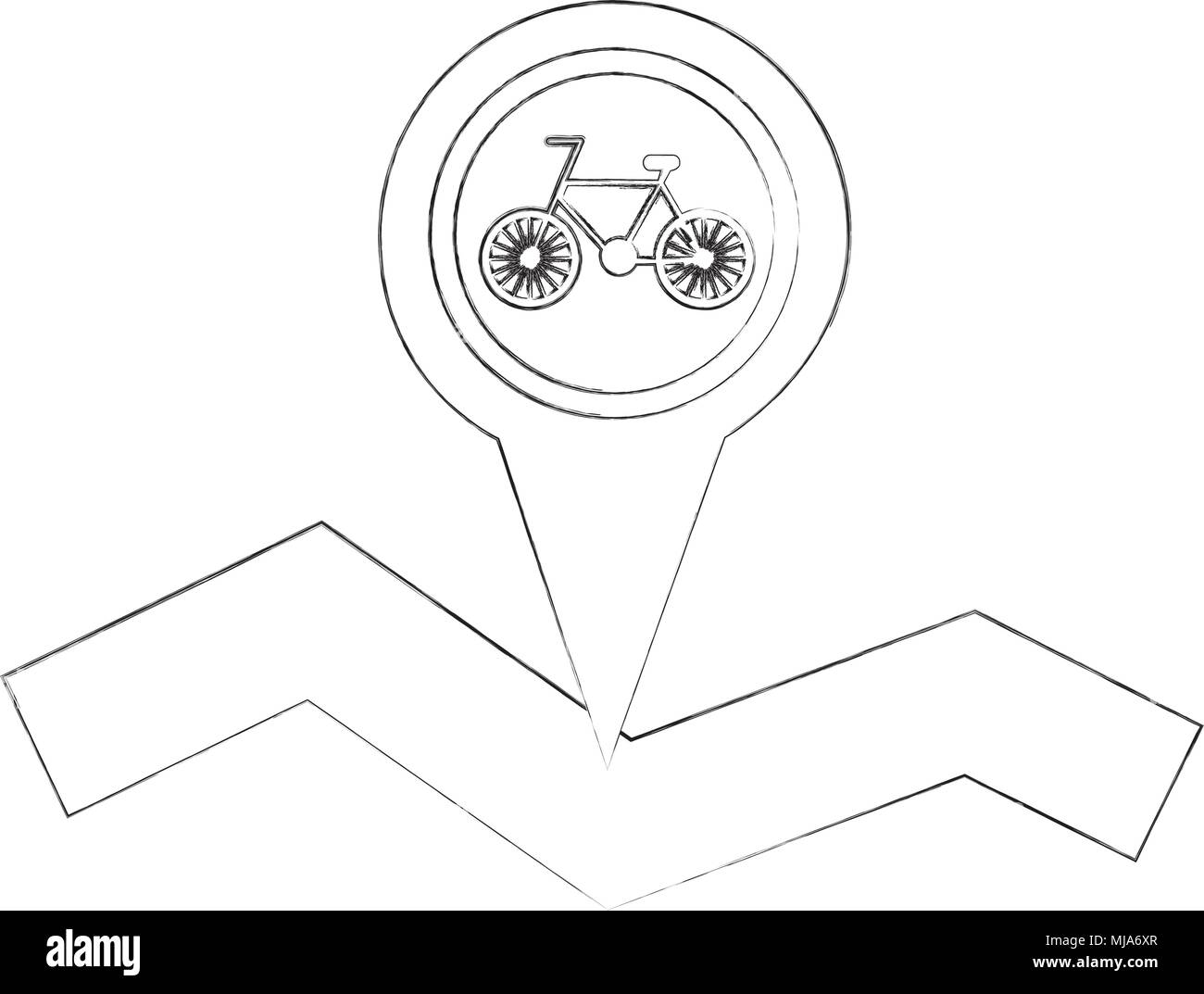 Map pin symbol bicycle icon Black and White Stock Photos & Images - Alamy