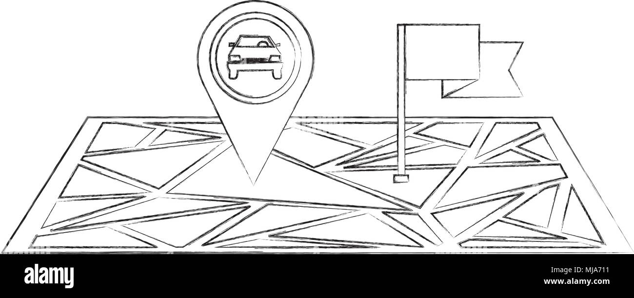 gps map navigation pointer car and flag marker vector illustration ...