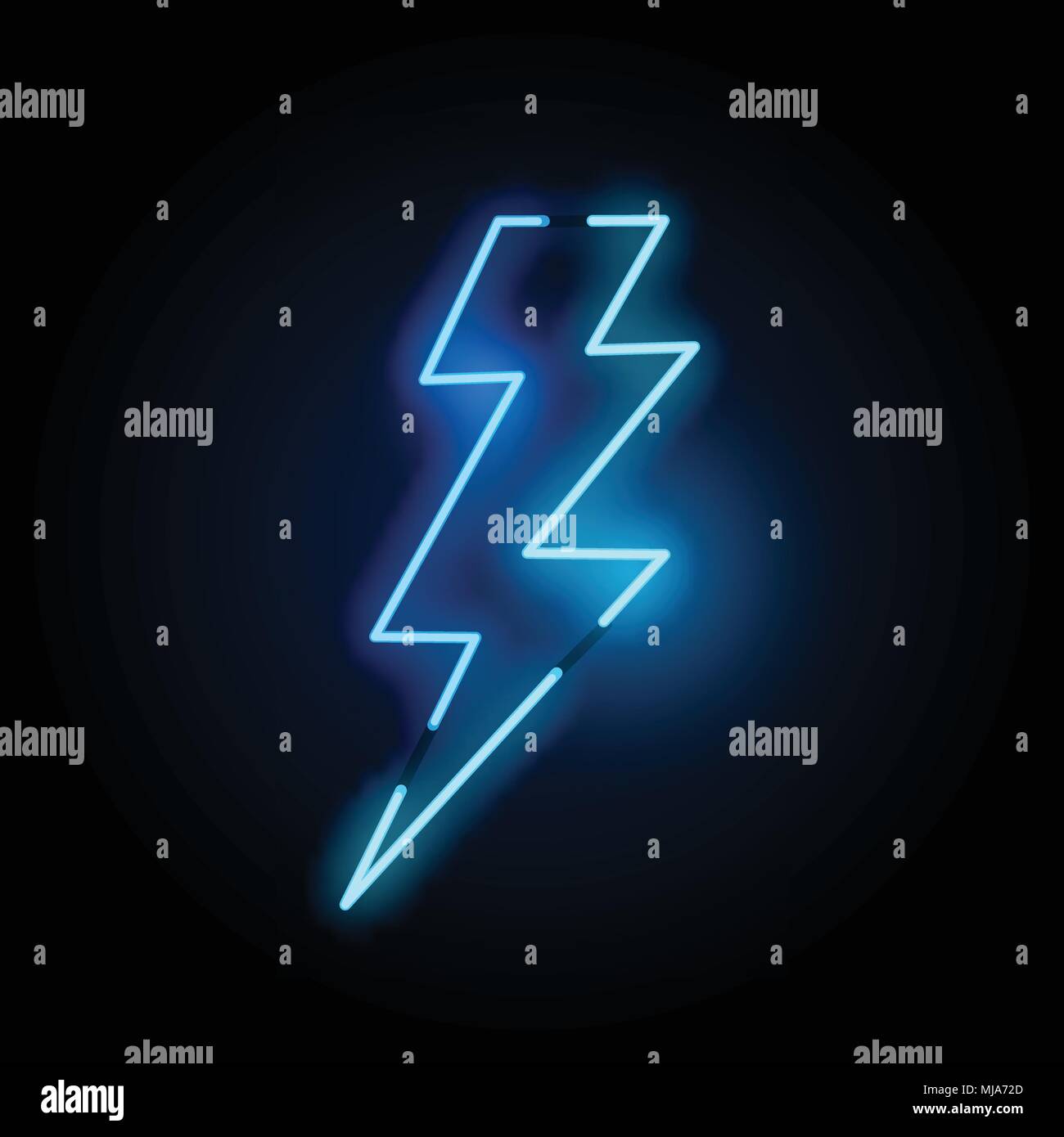 A blue neon lightning bolt sign. Vector illustration Stock Vector Image ...