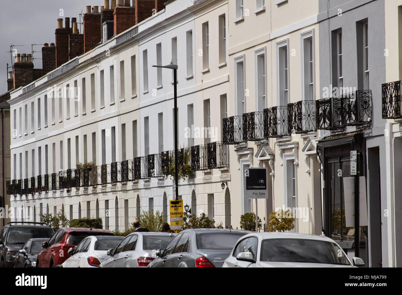 Terraced regency properties near the Bath Road, Leckhampton district of ...