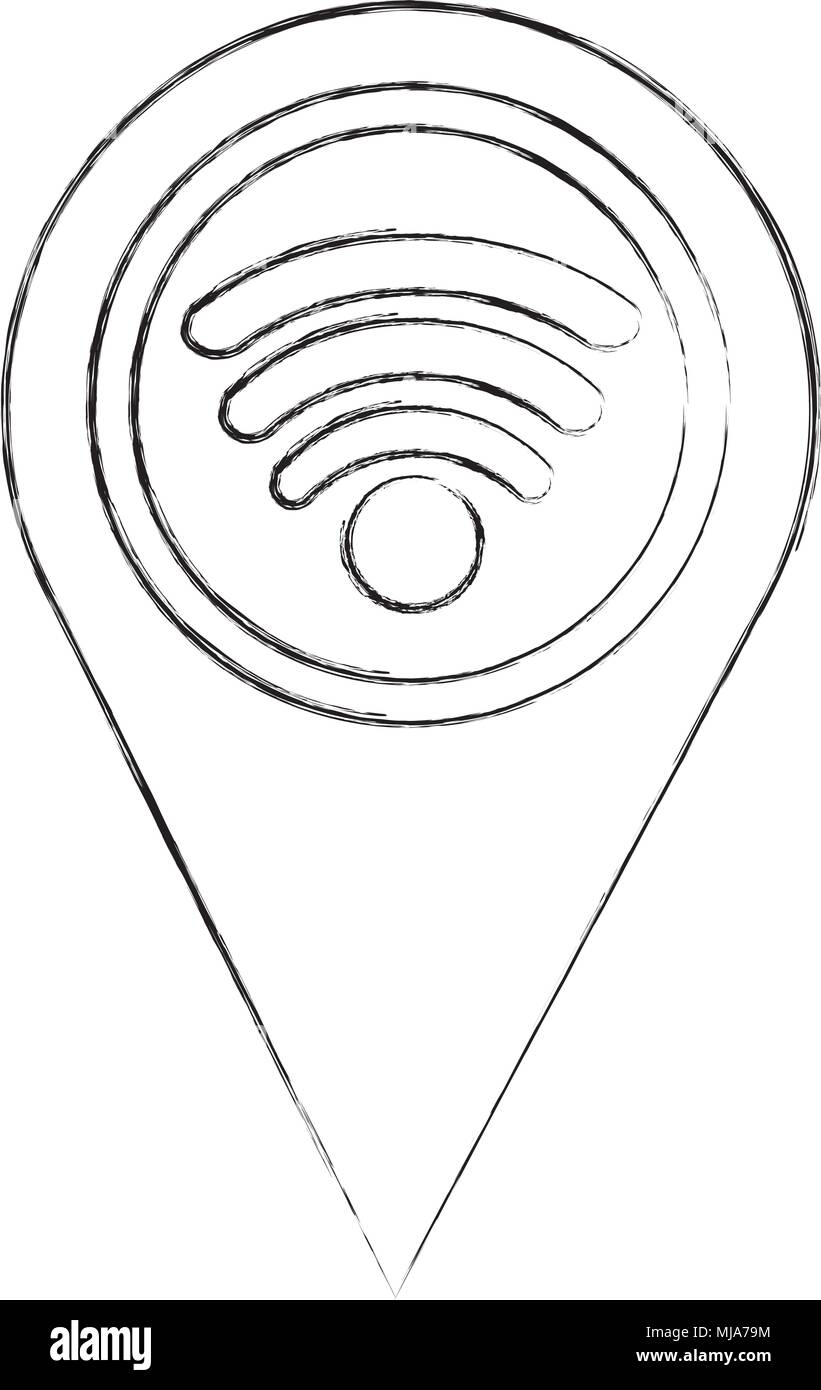 map pointer navigation with internet wifi signal vector illustration ...