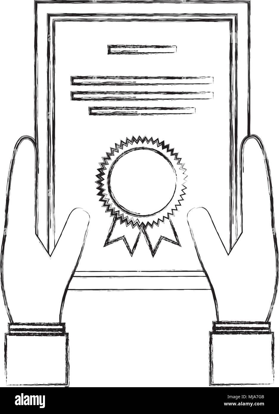 hands holding diploma school success vector illustration sketch Stock ...