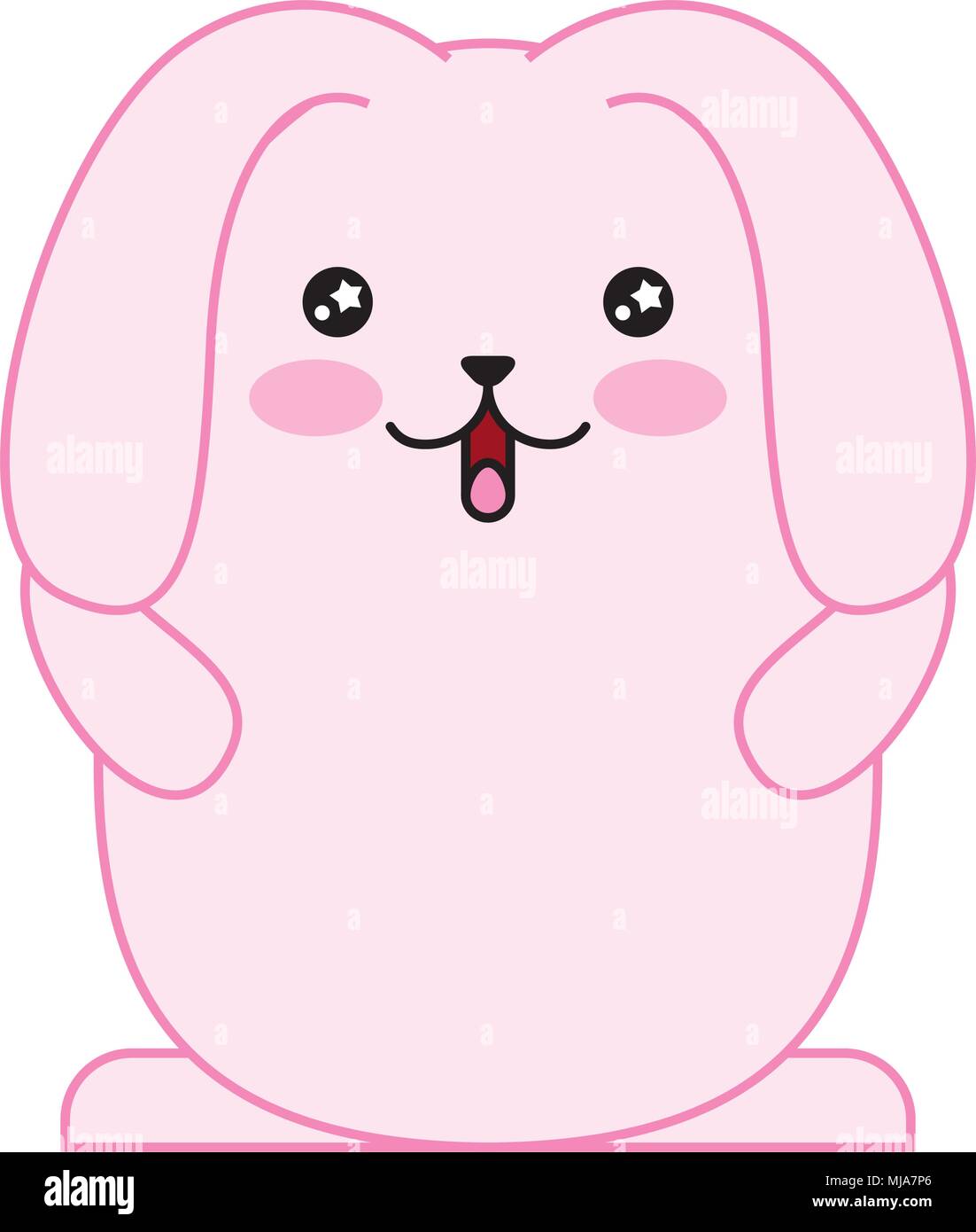 cute rabbit with floppy ears kawaii character vector illustration ...
