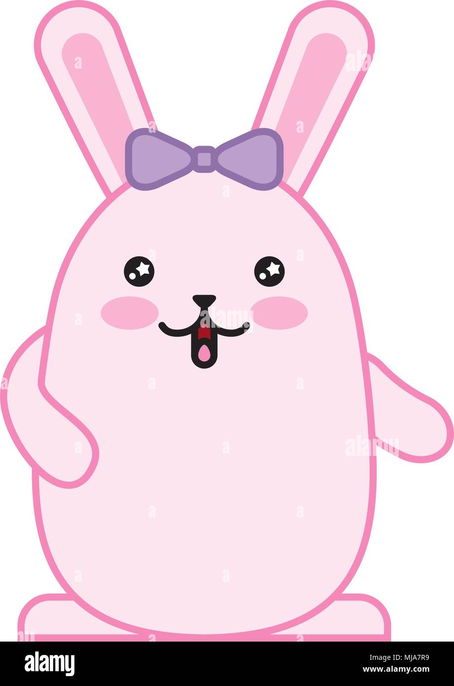 cute female rabbit with bow kawaii character vector illustration design ...