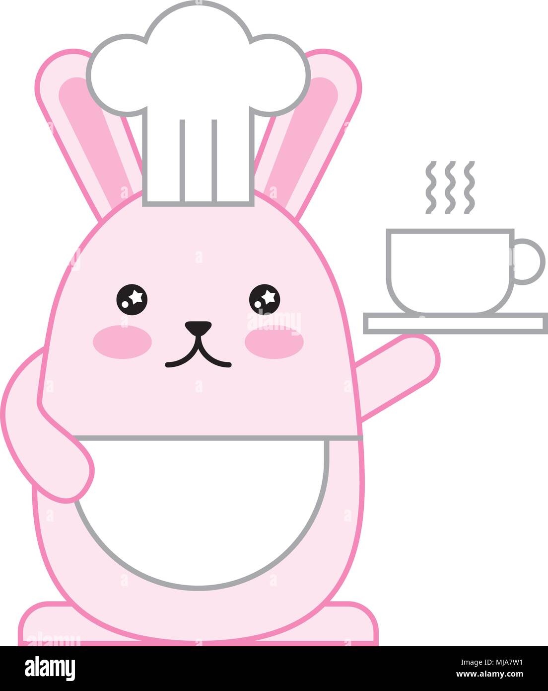 cute rabbit chef kawaii character vector illustration design Stock ...