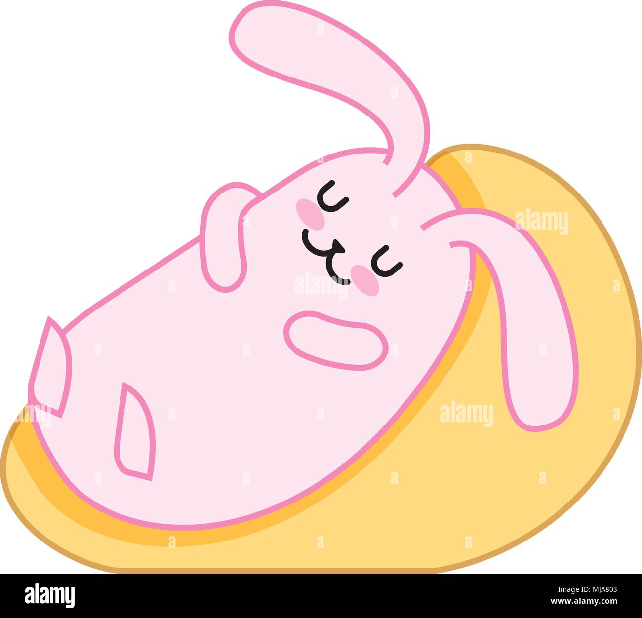 cute rabbit sleeping kawaii character vector illustration design Stock ...