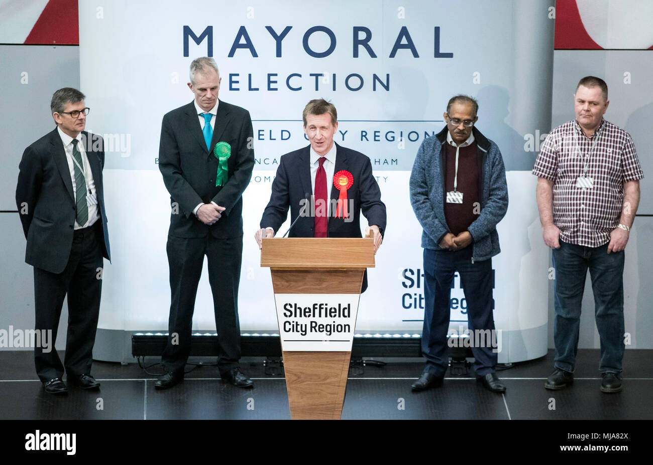 Dan Jarvis makes a speech after being elected as the Sheffield City ...