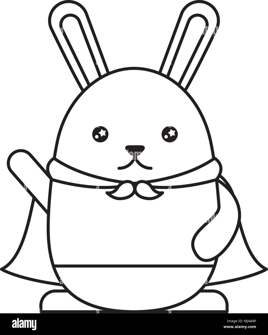 cute rabbit with cloak kawaii character vector illustration design ...