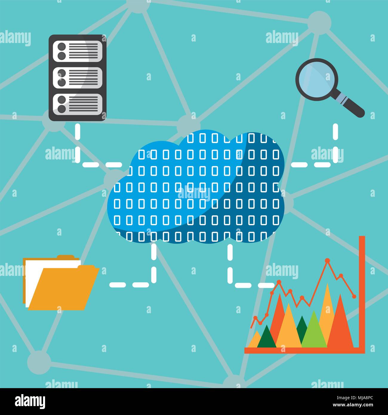 cloud storage computing binary connection data vector illustration ...