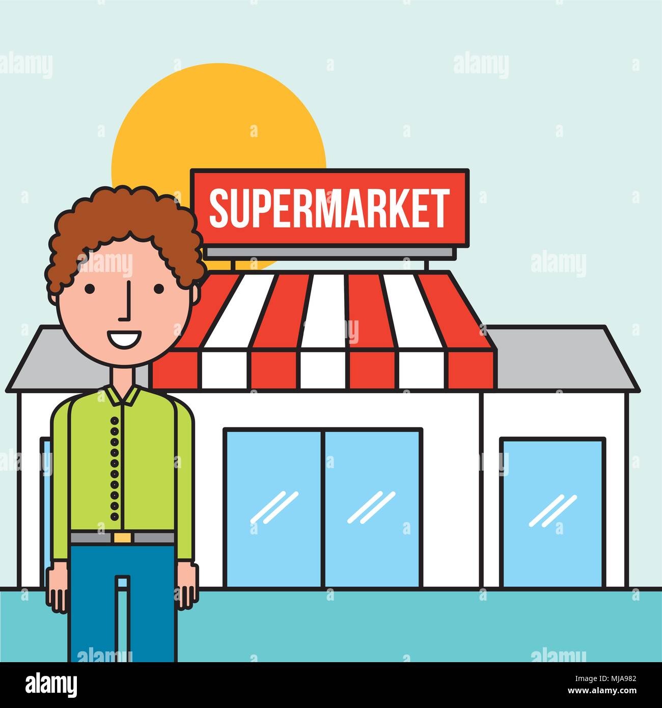Grocery store worker standing Stock Vector Images - Alamy