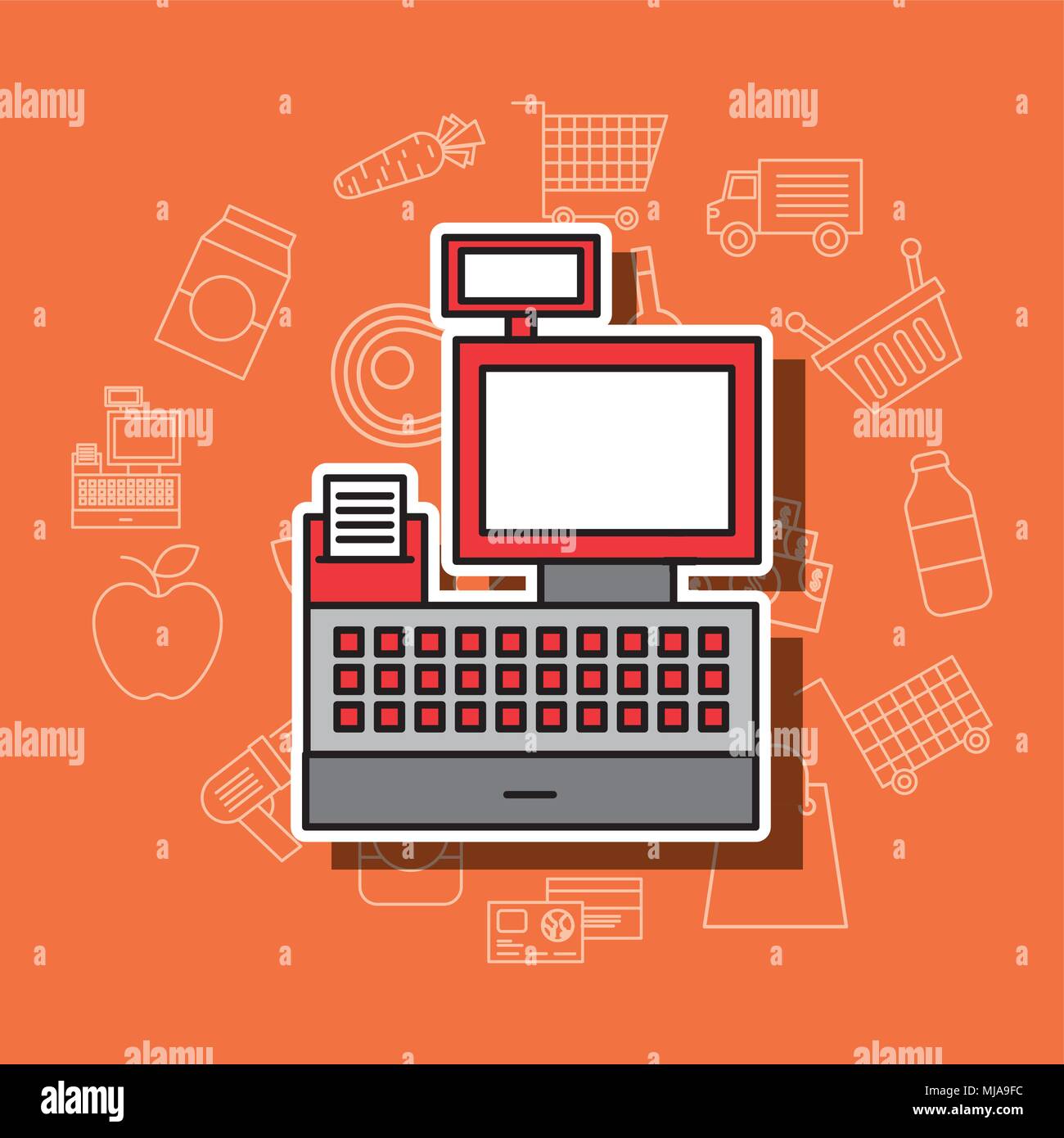 Modern supermarket checkout terminal Stock Vector Images - Alamy