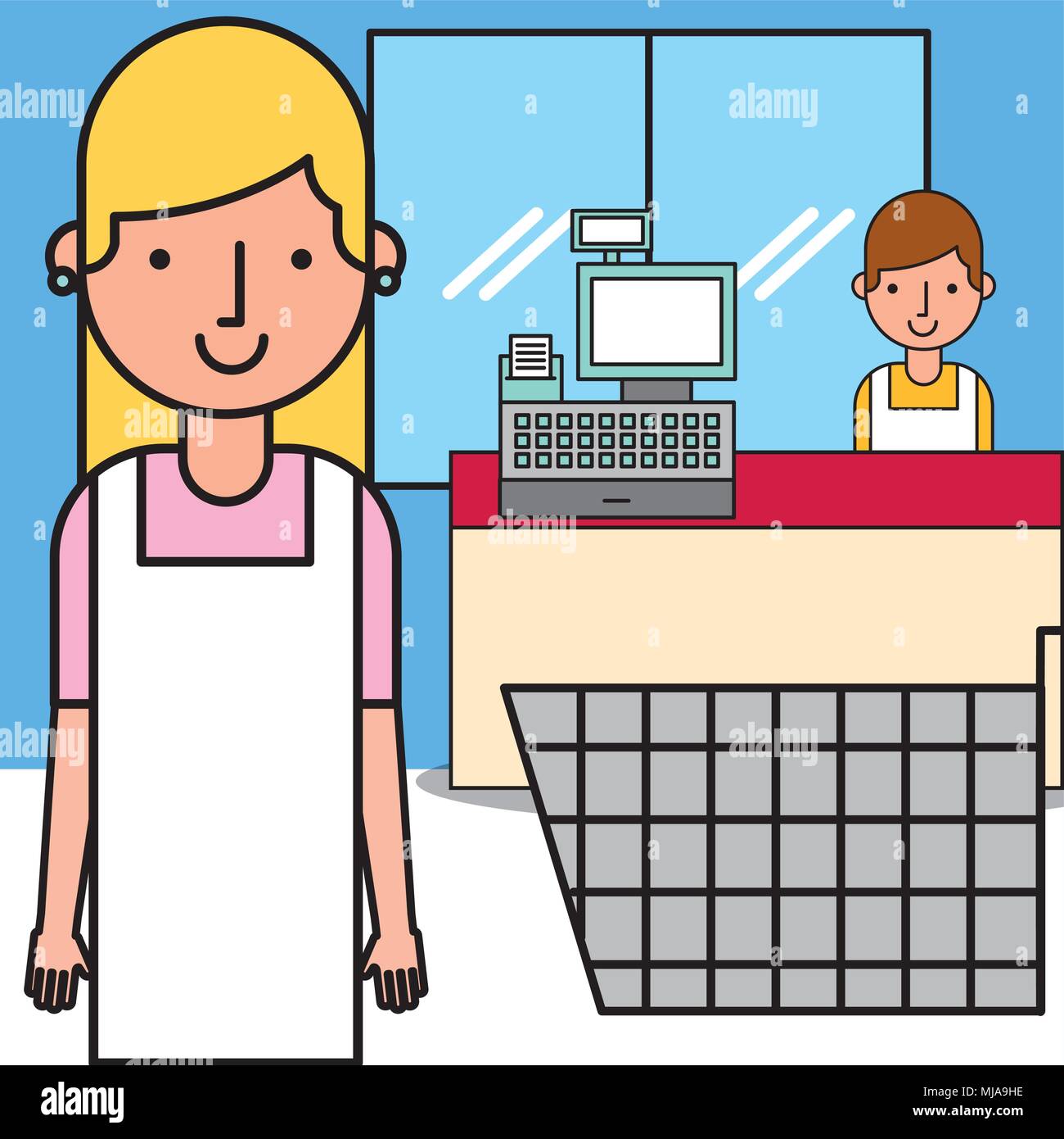 Supermarket workers Stock Vector Images - Alamy