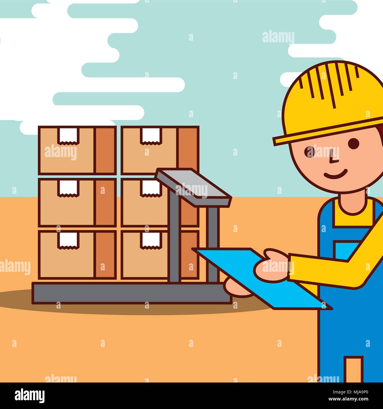 Loader man cardboard box Stock Vector Images - Alamy