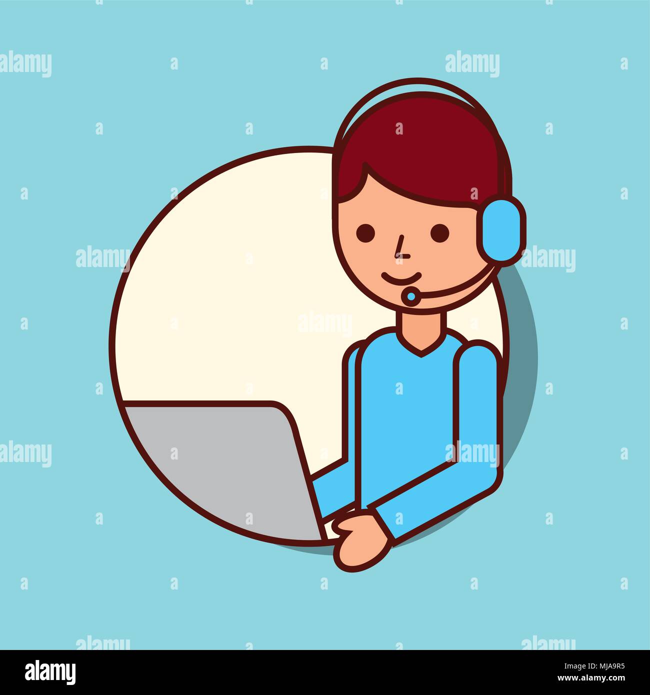 cartoon man operator headset and laptop Stock Vector Image & Art - Alamy